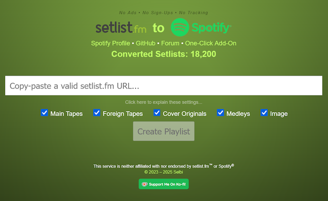setlist.fm to Spotify